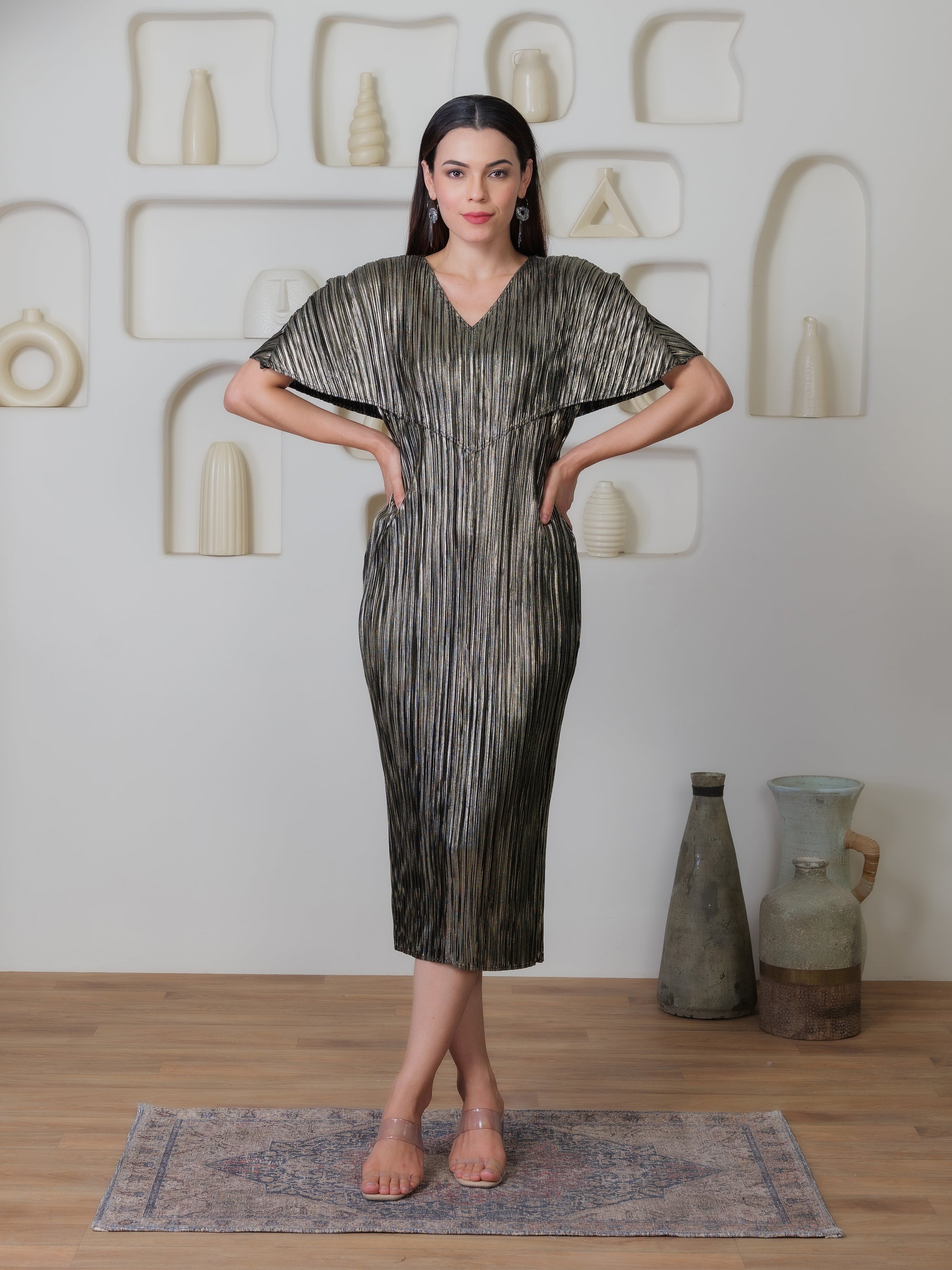 Serenade Metallic Dress | Midi Serenade Metallic Dress