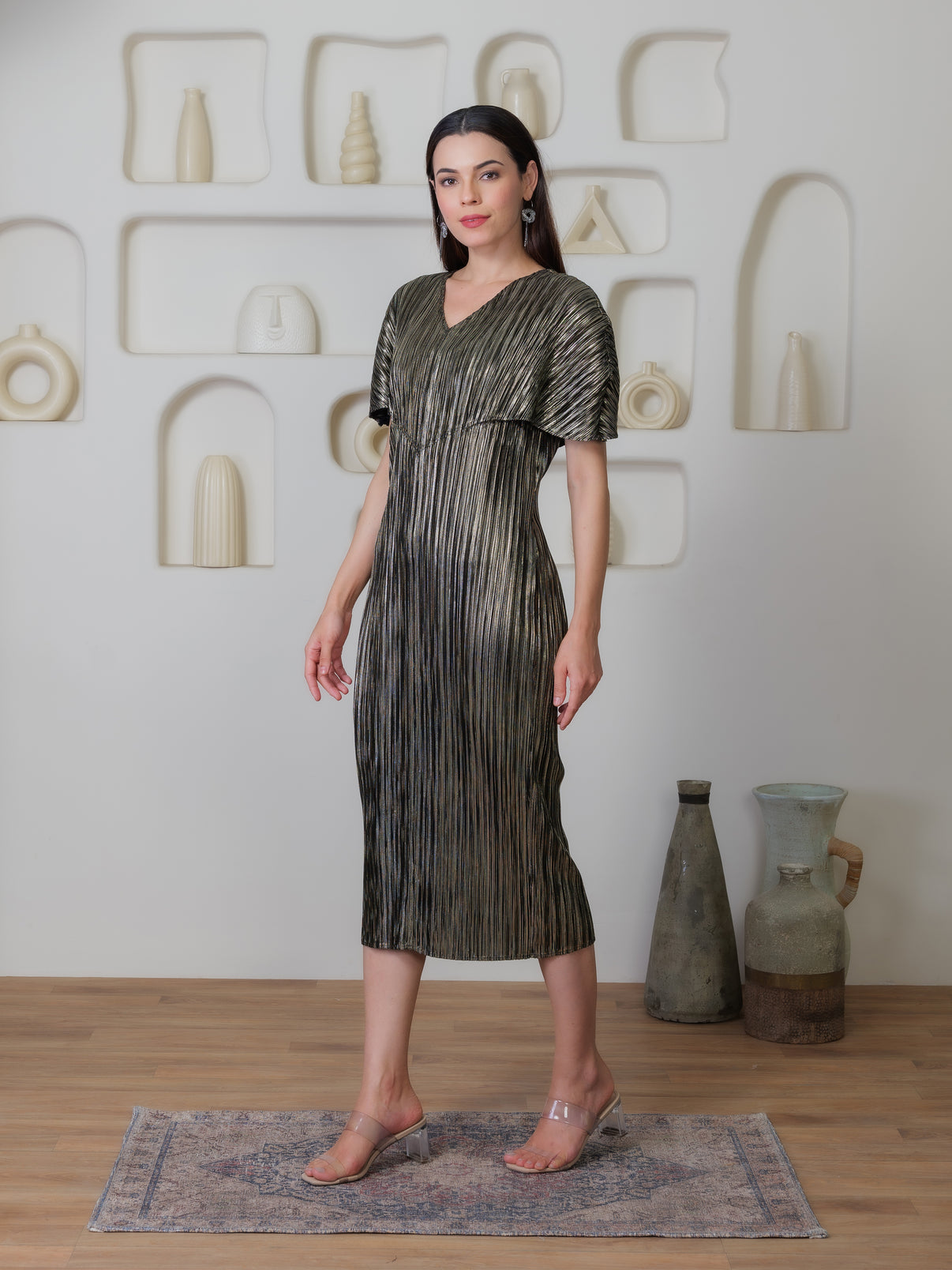 Serenade Metallic Dress | Midi Serenade Metallic Dress