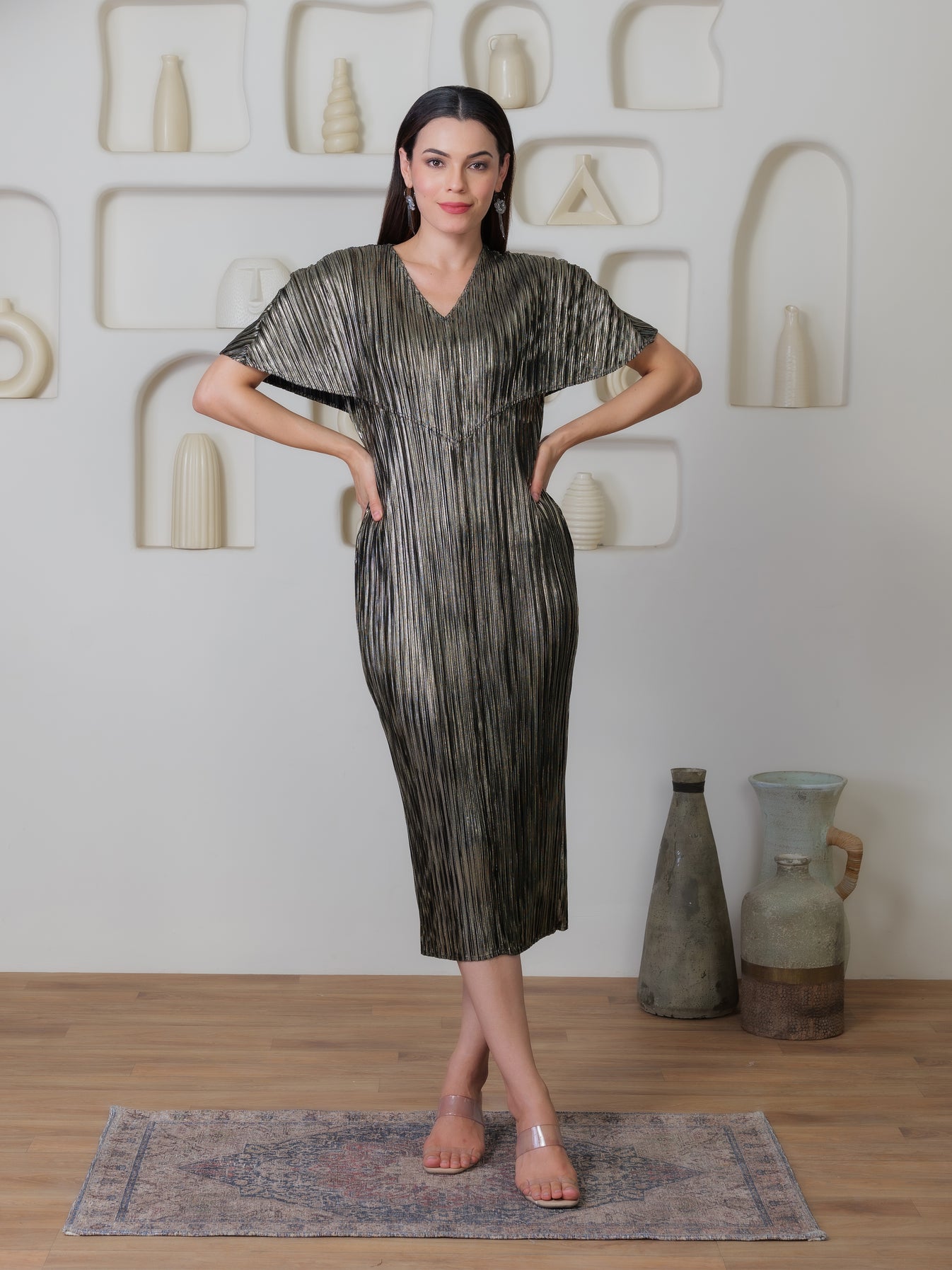 Serenade Metallic Dress | Midi Serenade Metallic Dress