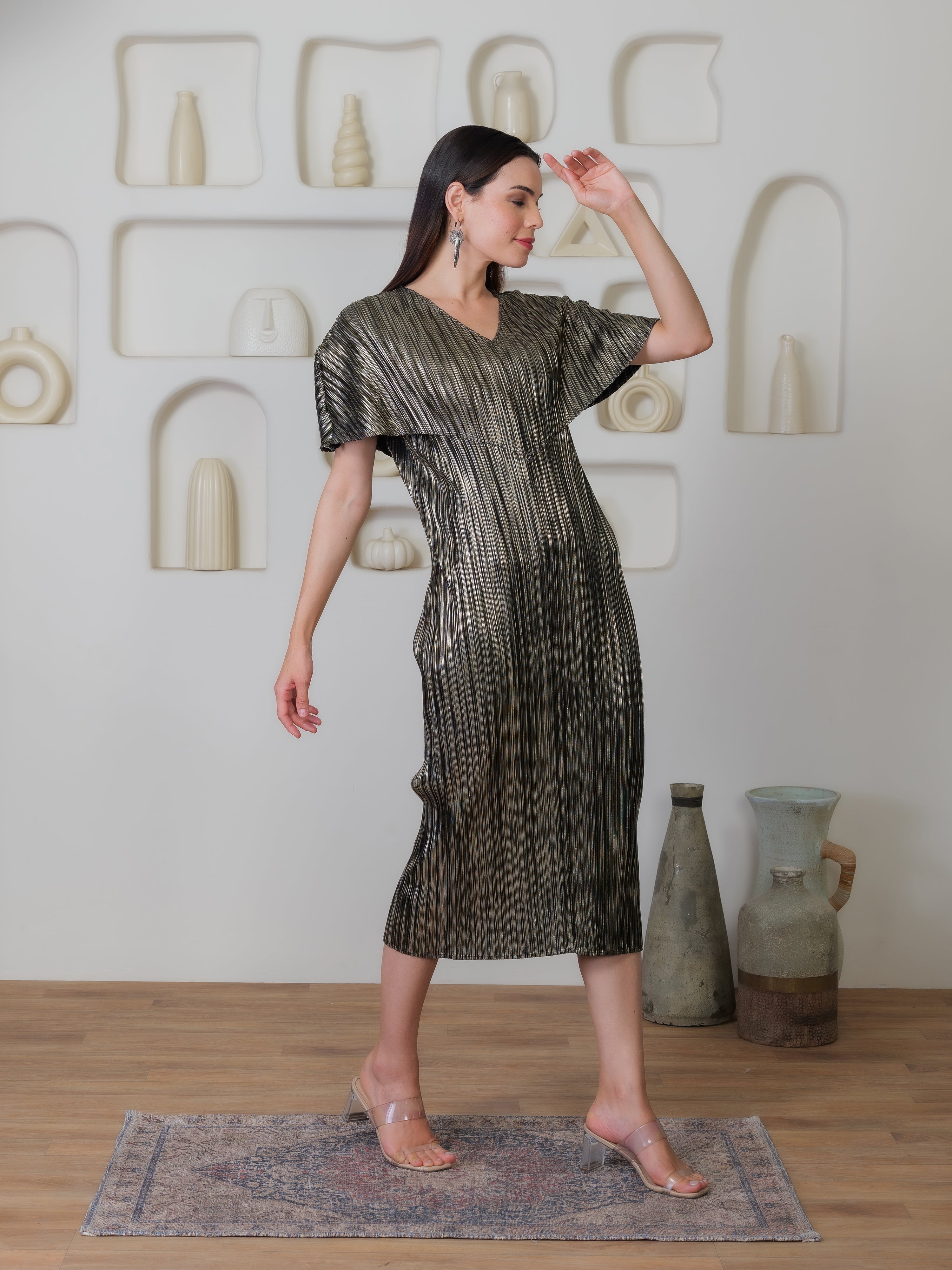 Serenade Metallic Dress | Midi Serenade Metallic Dress