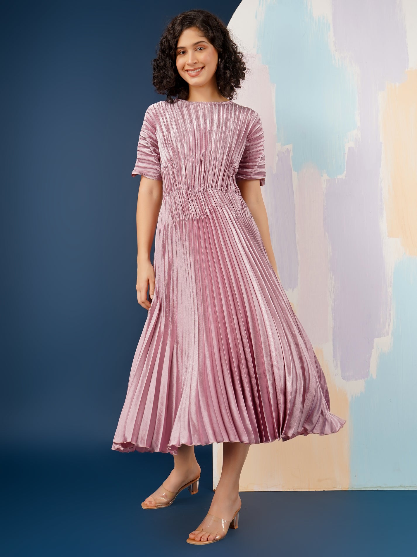 Buy Metallic Dress online available in Blush, Teal, & Silver