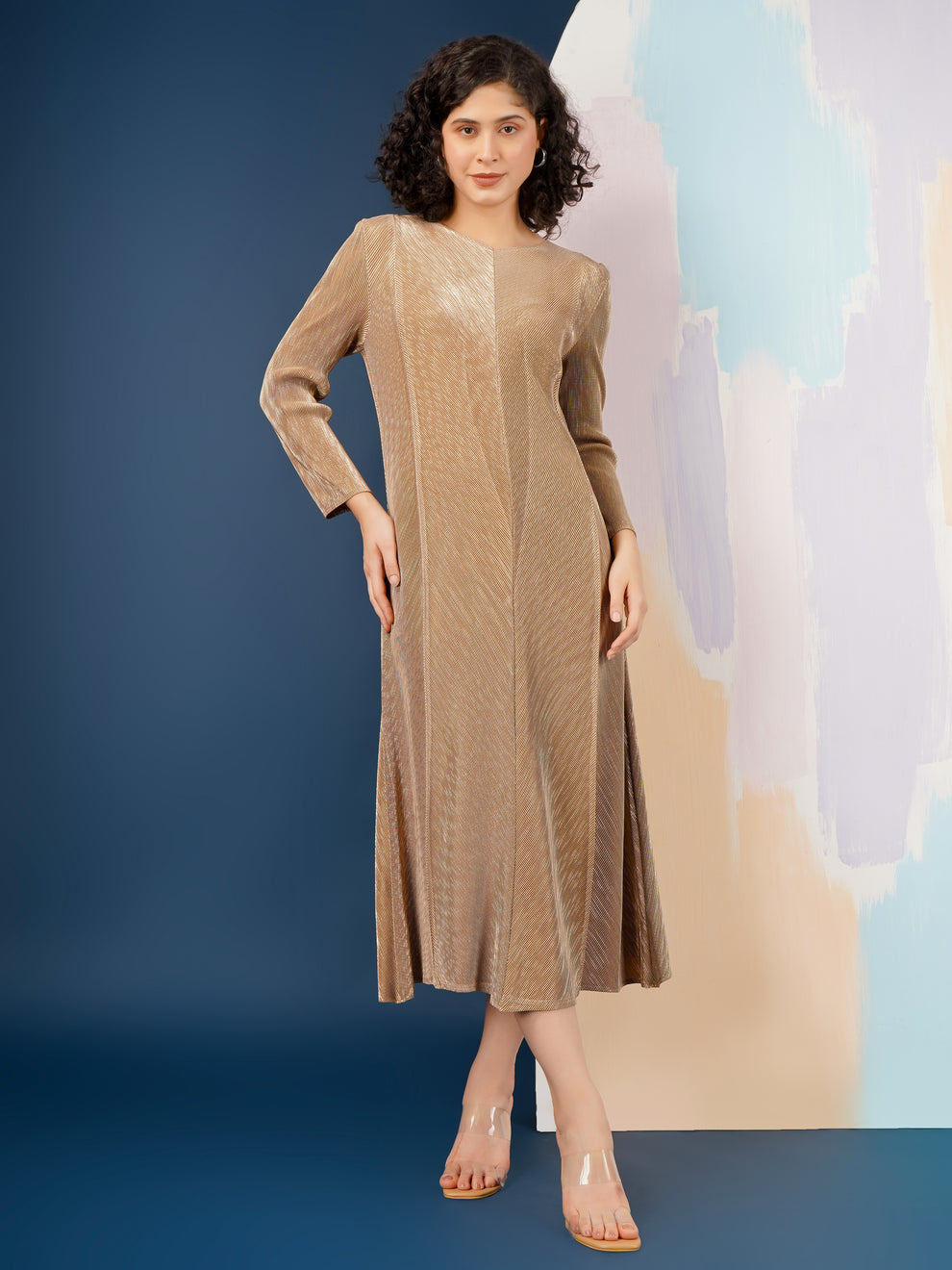 Harper Metallic Dress - Shine Bright in Stylish Midi Harper Dress