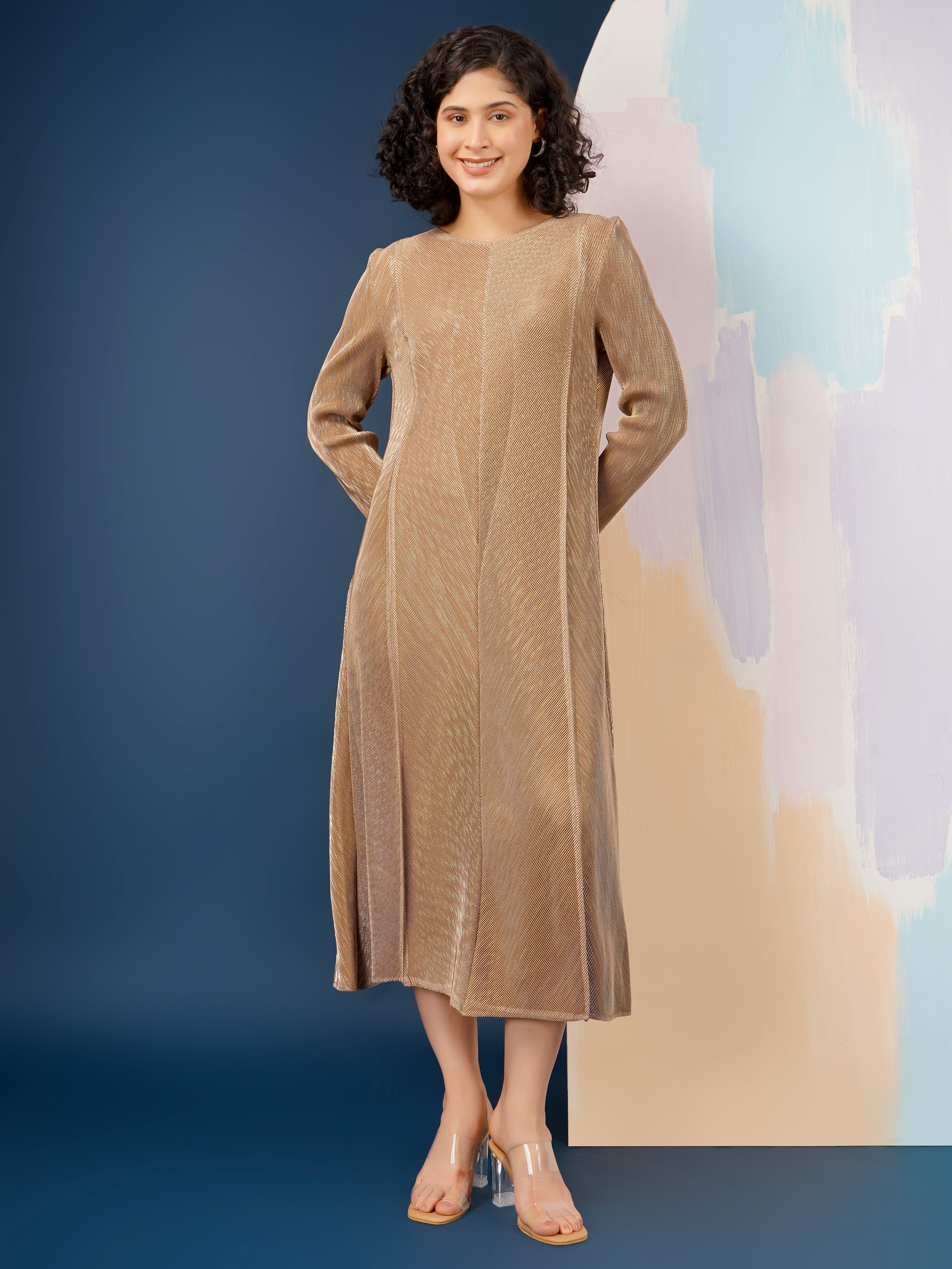 Harper Metallic Dress - Shine Bright in Stylish Midi Harper Dress