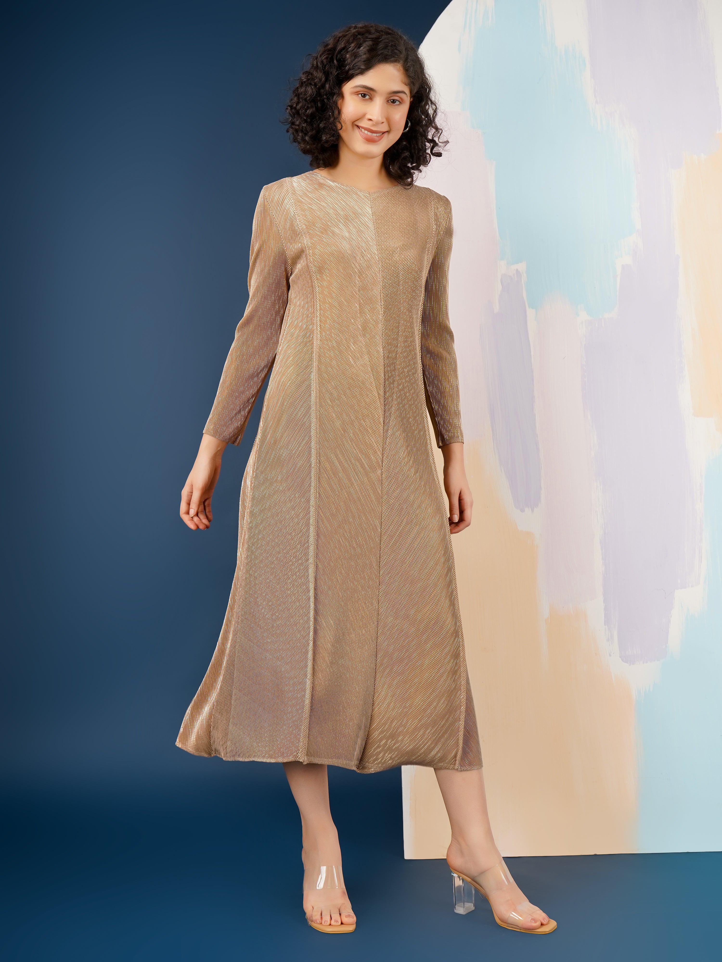 Harper Metallic Dress - Shine Bright in Stylish Midi Harper Dress